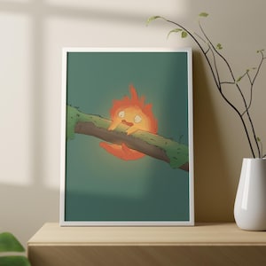 Calcifer Poster Print, Matte Vertical Poster - Japanese Anime Wall Art ...
