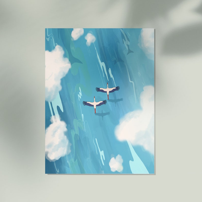 Sea Birds Flying | Anime Sky Ocean Wall Art Decor | Lofi Aesthetic Room ...