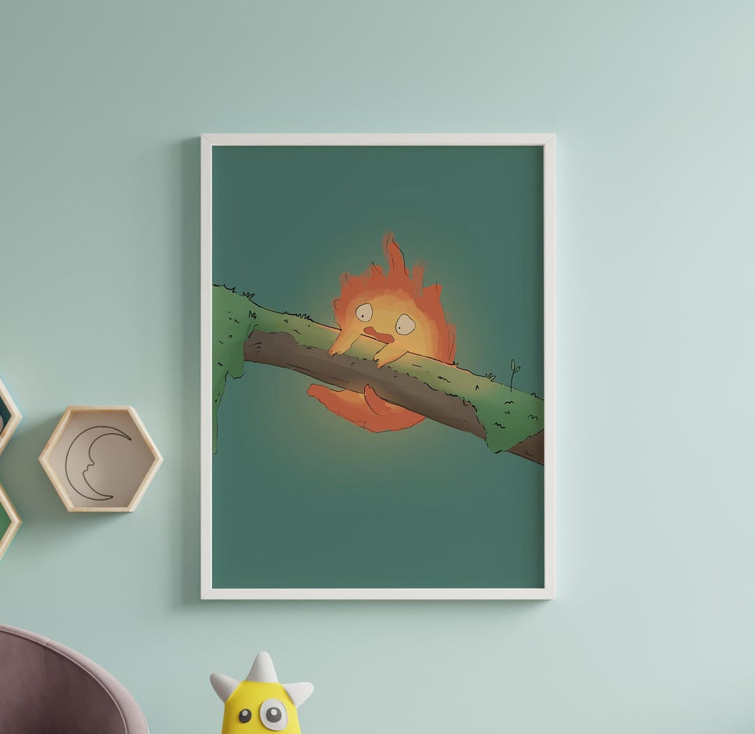 Calcifer Poster Print, Matte Vertical Poster - Japanese Anime Wall Art ...