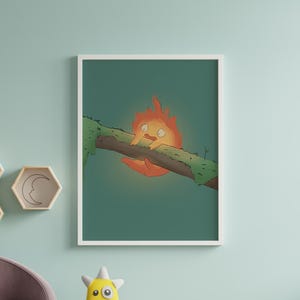Calcifer Poster Print, Matte Vertical Poster - Japanese Anime Wall Art ...