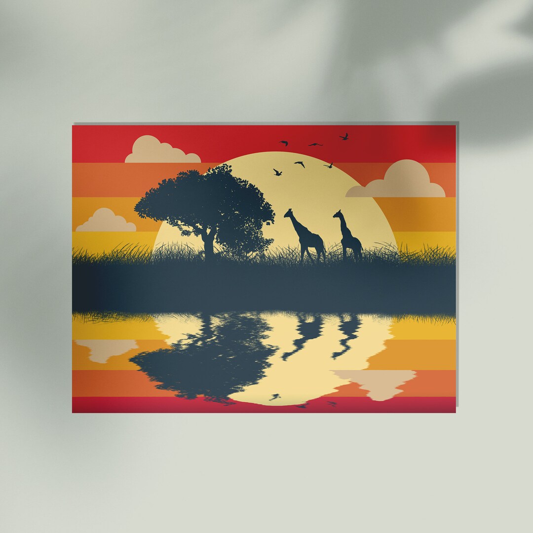 Africa Safari Travel Wall Art Poster | Jungle Landscape Illustration ...