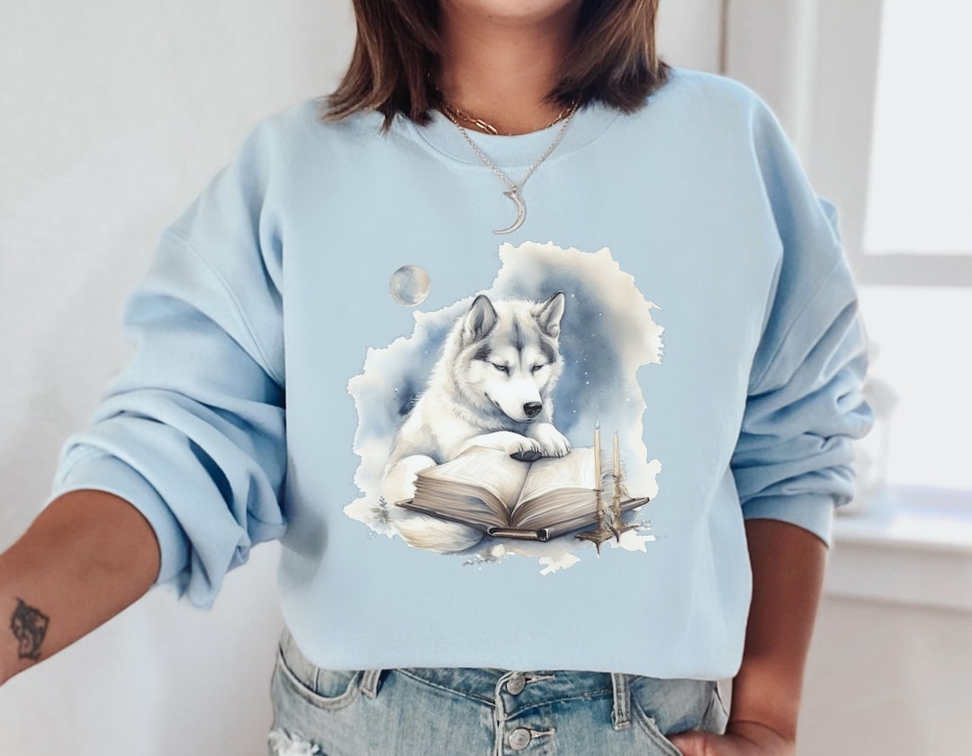 Husky Sweatshirt, Husky Dog Gifts, Siberian Husky Gifts, Book Lover ...