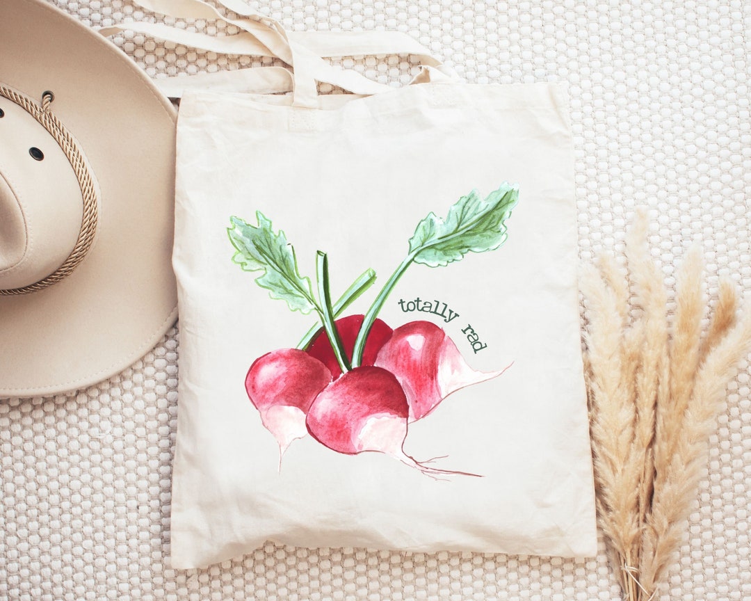 Radish Tote, Gardener Tote Bag, Radishes Graphic Tote, Vegetable Tote ...
