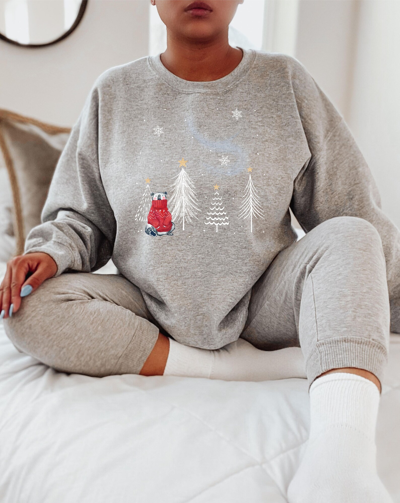 Polar Bear Sweater, Cute Christmas Tree Sweatshirt, Christmas Gift ...