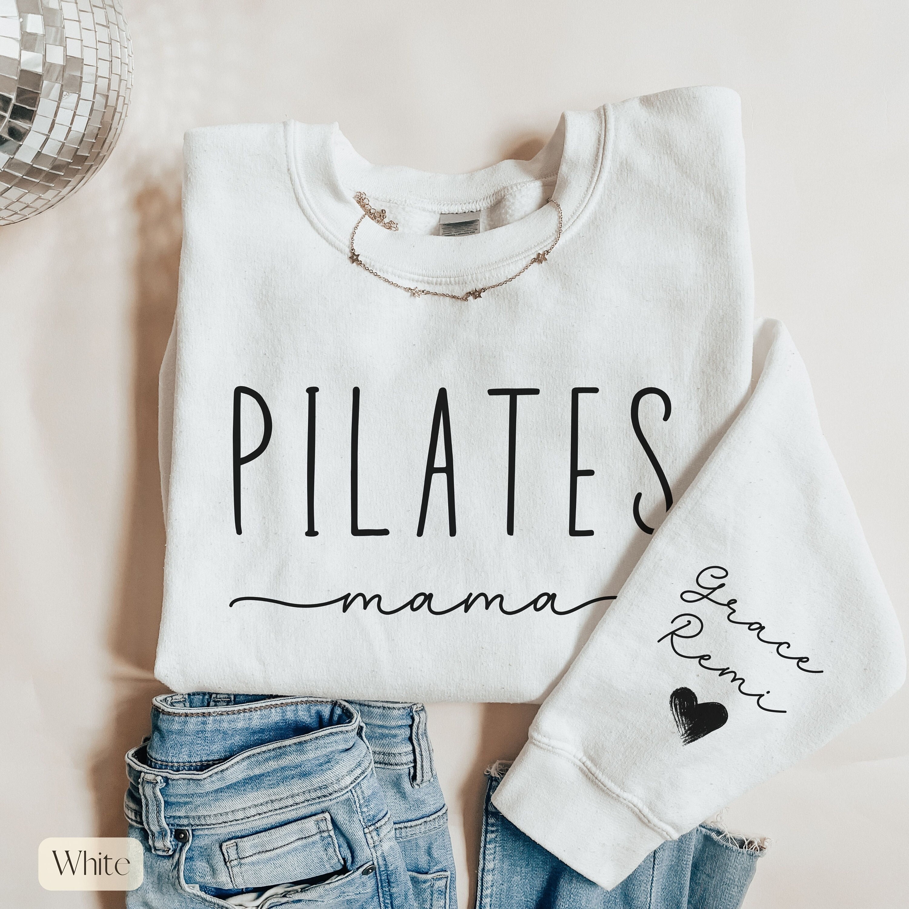 Custom Pilates Mom Sweatshirt With Kids Names on Sleeve,pilates ...