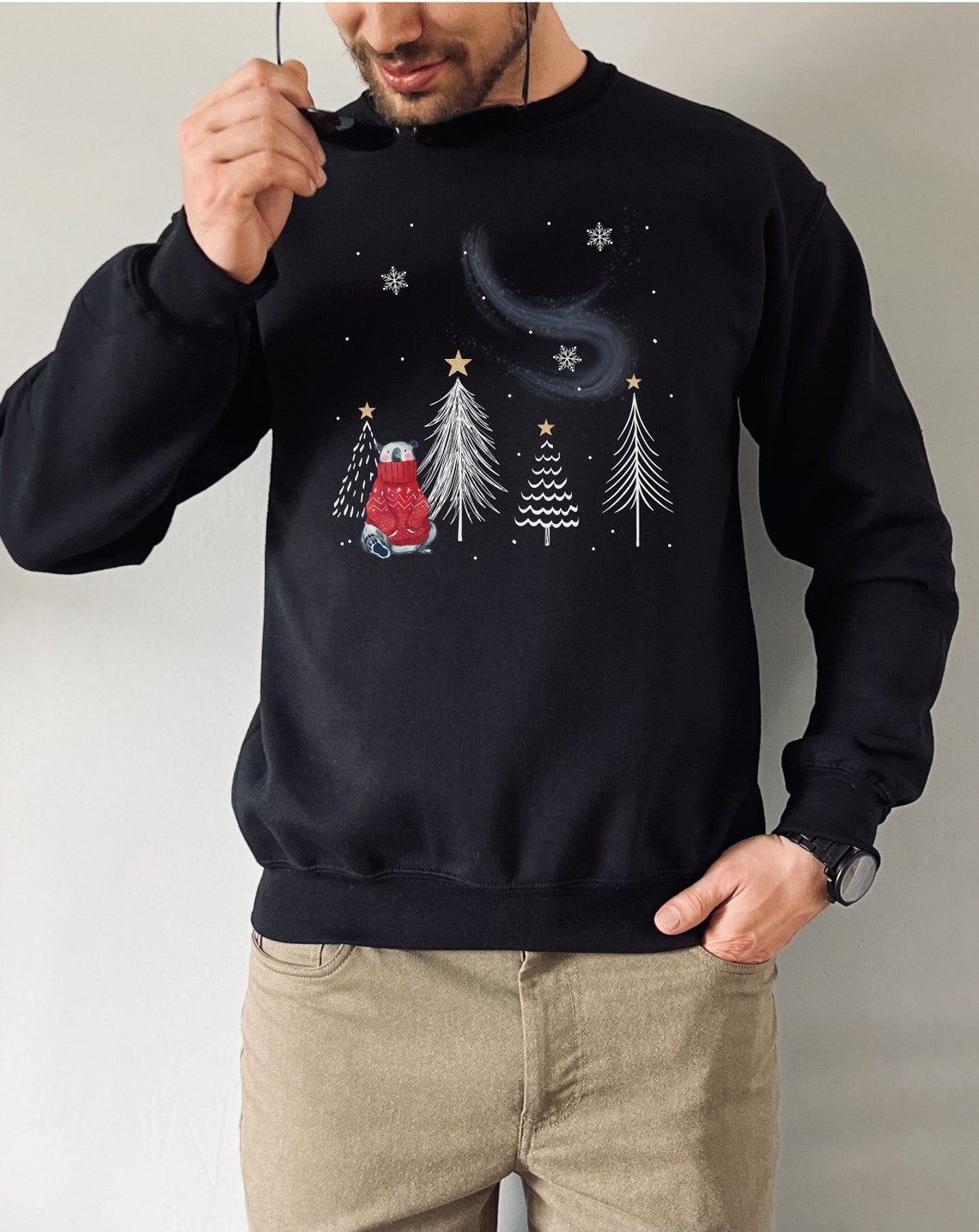 Polar Bear Sweater, Cute Christmas Tree Sweatshirt, Christmas Gift ...