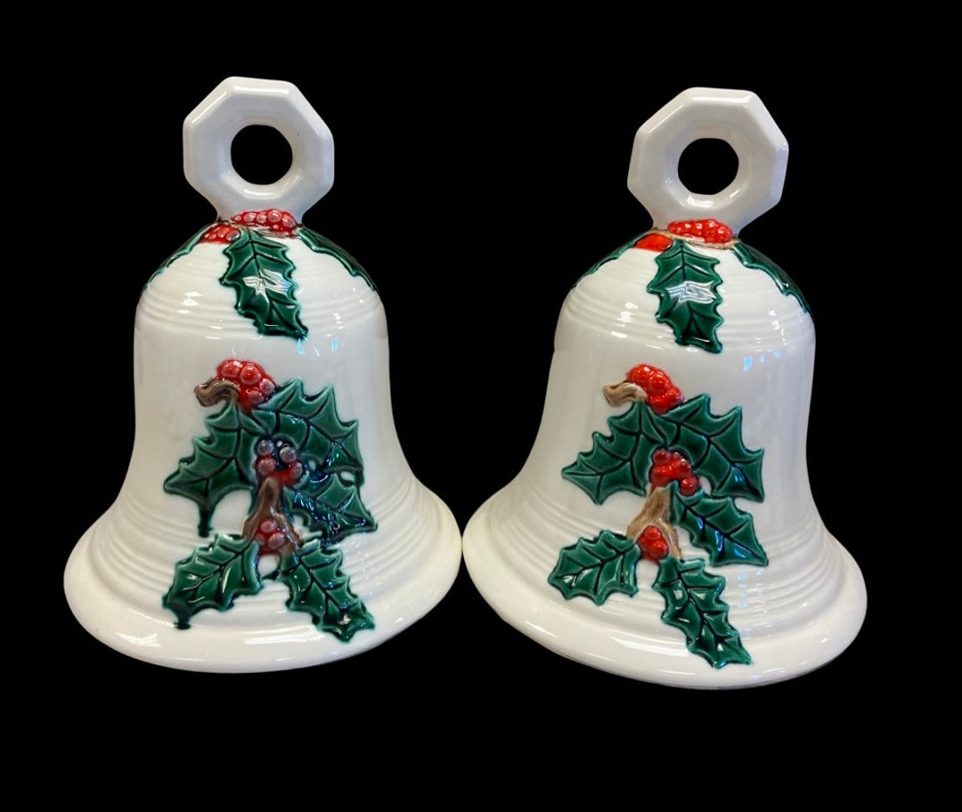 Two Large Ceramic Christmas Bells - Etsy