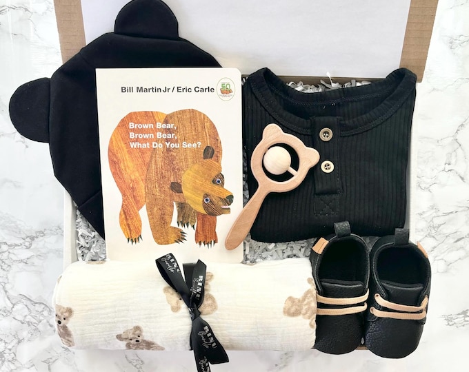 Beary Cute Baby Box, Baby Bear Gift Box, Bear Rattle, Newborn Baby Gift ...