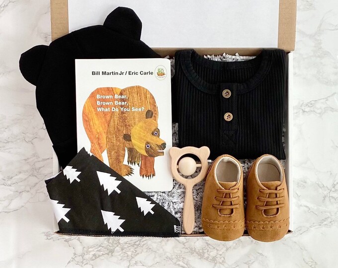 Beary Cute Baby Box, Baby Bear Gift Box, Bear Rattle, Newborn Baby Gift ...