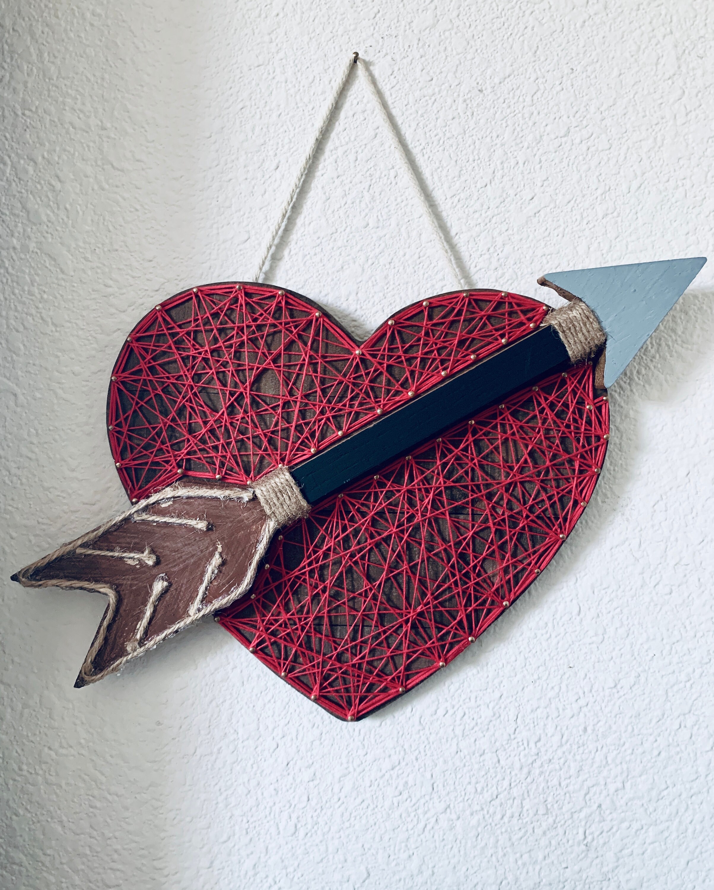 Arrow-through-heart String Art String Art Hand-crafted Wall-hanging ...