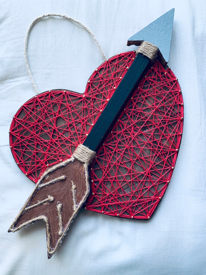 Arrow-through-heart String Art String Art Hand-crafted Wall-hanging ...