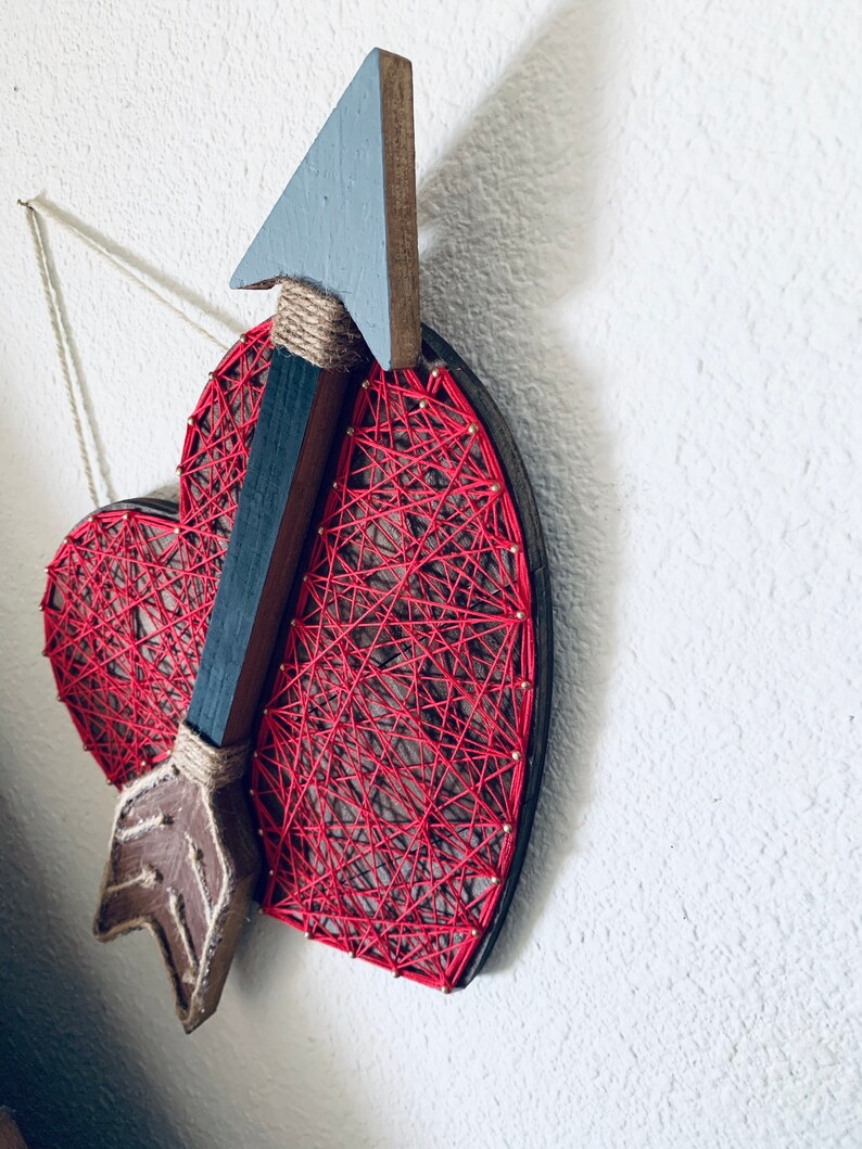 Arrow-through-heart String Art | String Art | Hand-crafted | Wall ...