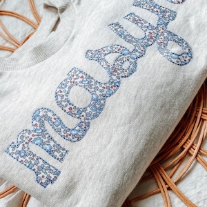 Floral Cursive Name Applique Shirt Crewneck Infant Toddler Embroidered ...