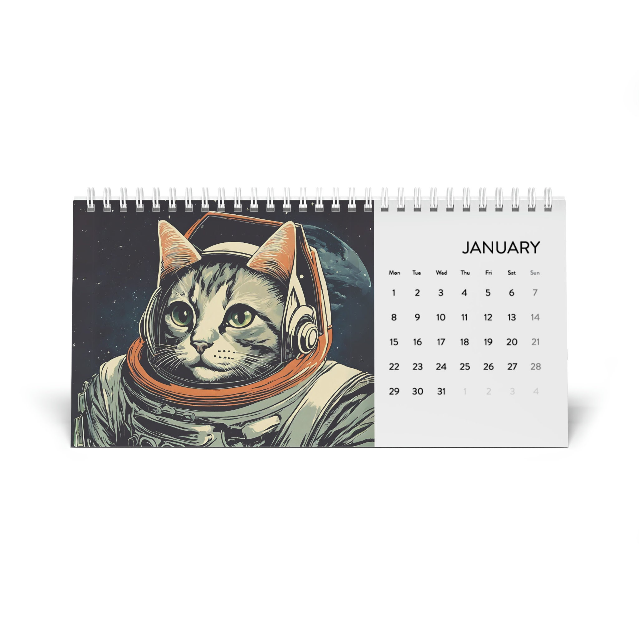 2024 Desk Calendar, Funny Calendar, Space Helmet Cat Calendar, Weird ...