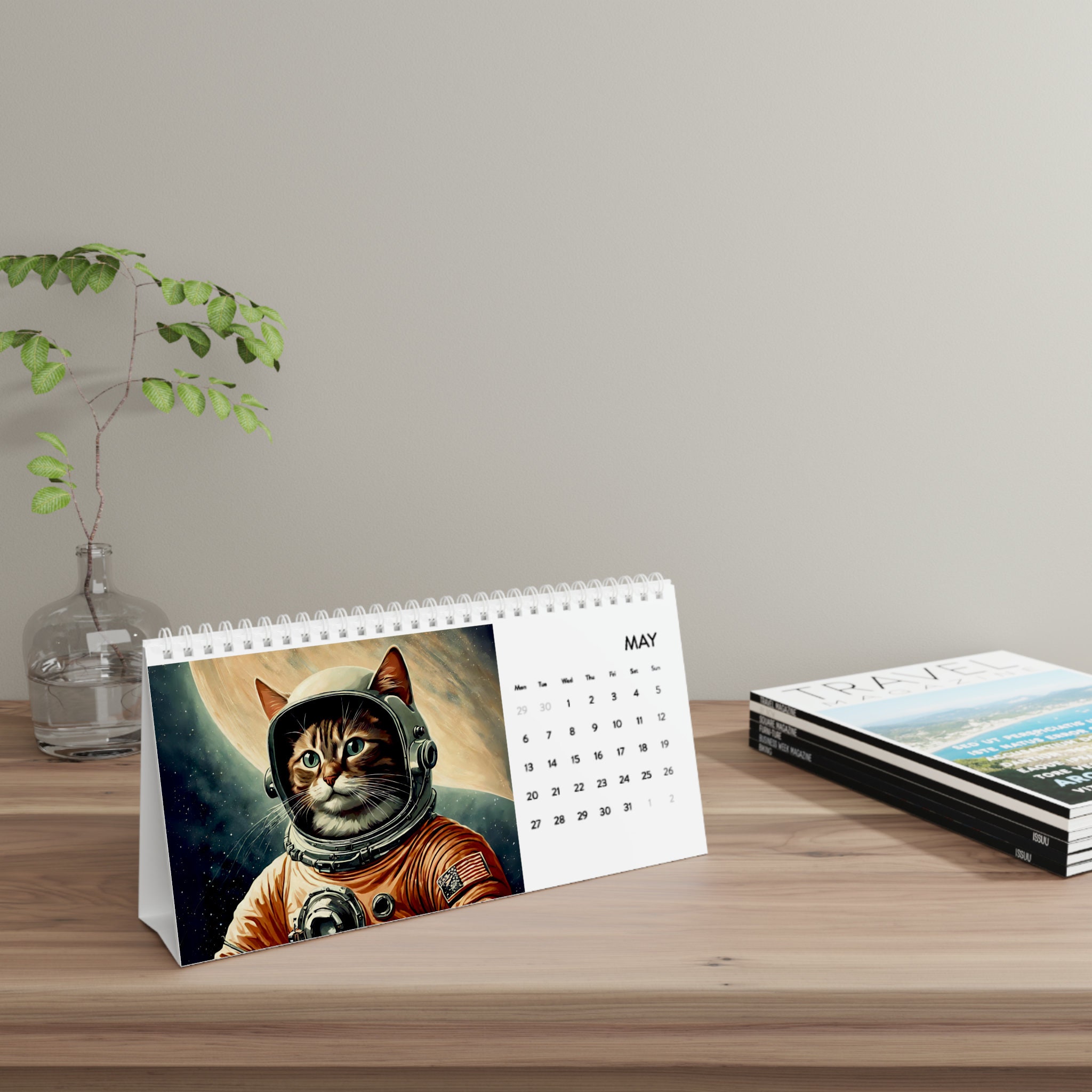 2024 Desk Calendar, Funny Calendar, Space Helmet Cat Calendar, Weird ...