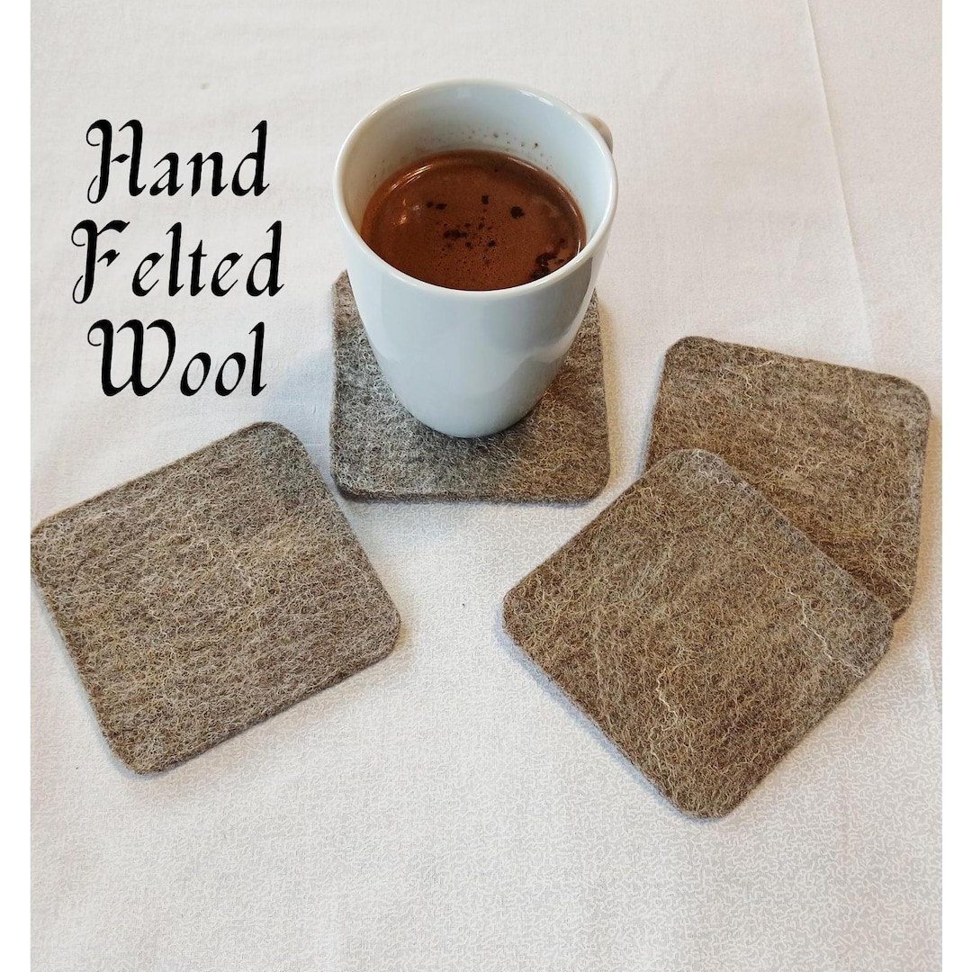 Wool Coaster Set, Reversible Coaster Set, Felt Coasters, Hand Felted ...