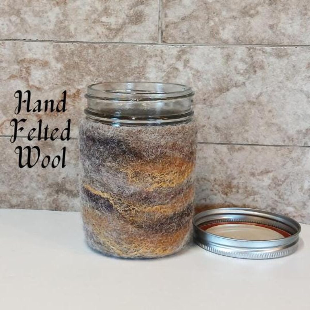 Wool Drink Sleeve, Mason Jar Cover, Shetland Wool Felt Holder, 16-ounce ...