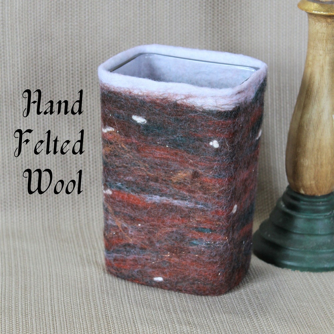 Felt Vase, Wool Pottery, Wool Vessel, Rustic Décor, Wool Felt Container ...