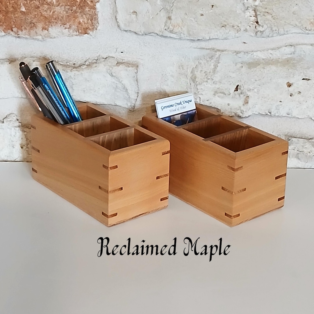 Wood Desk Organizers, Maple Box From Reclaimed Wood, Small Wood Box 207 ...
