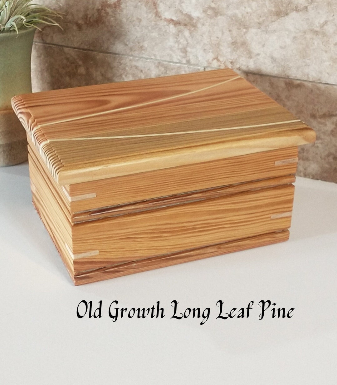 Decorative Wood Box With Lid, Old Growth Long Leaf Pine Storage Box ...