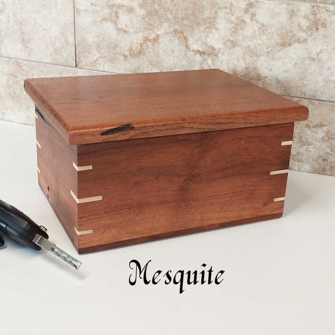 Decorative Wood Box With Lid, Mesquite Storage Box, Small Keepsake Box ...