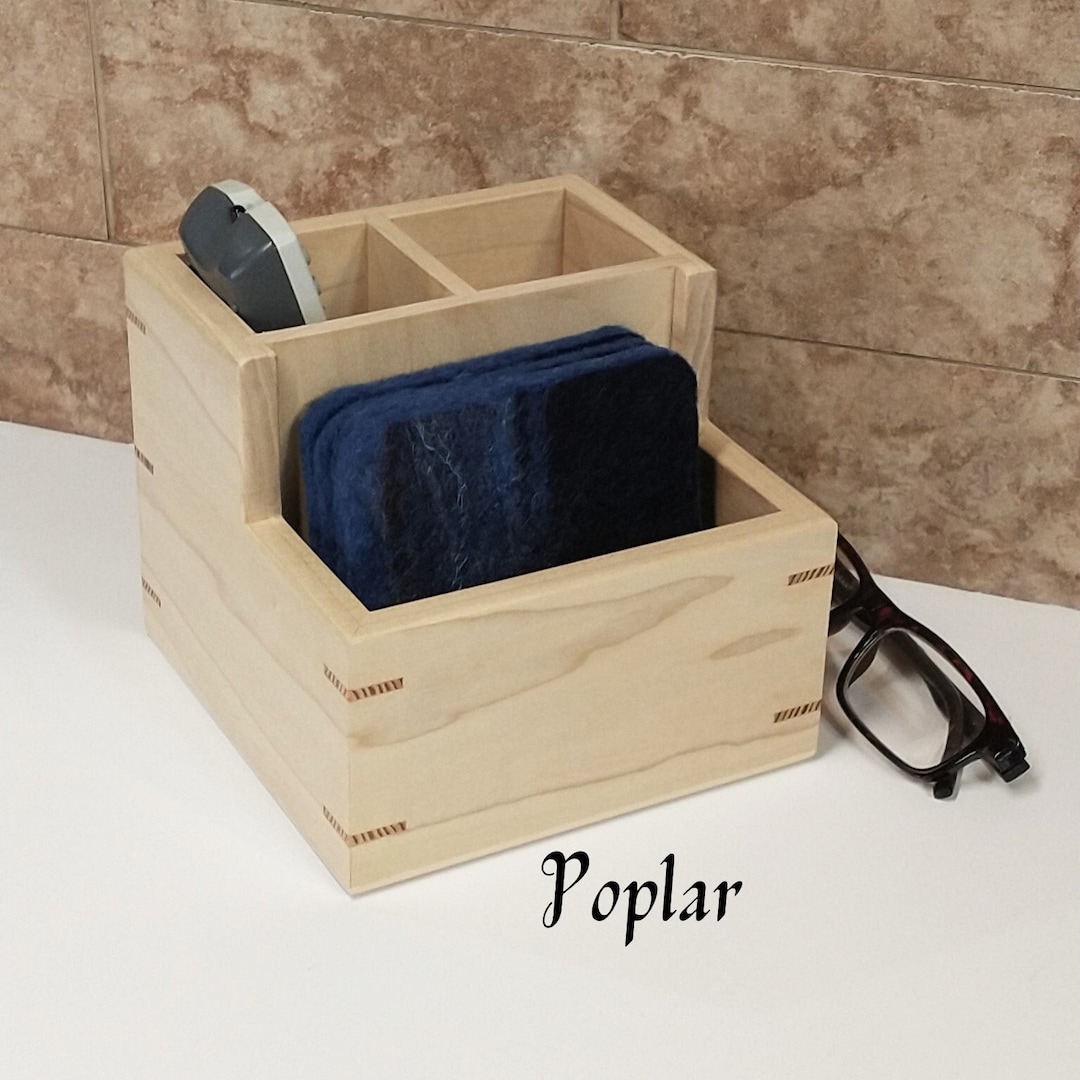 Multipurpose Caddy, Wood Remote Control Box, Coaster Holder, Poplar Box ...