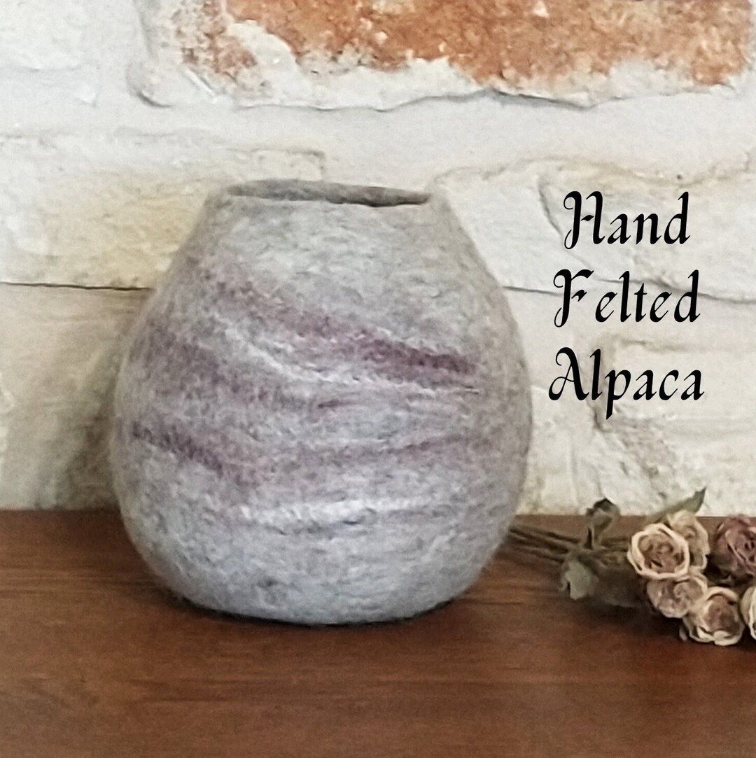 Wool Vessel, Alpaca Pod, Felt Vase, Grey Wool Felt Pottery, Wool Felt ...