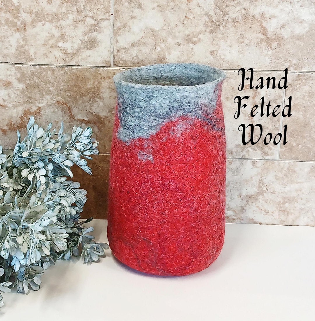 Wool Vase Holder, Felt Vessel, Wool Container, Wool Wine Holder, 7th ...