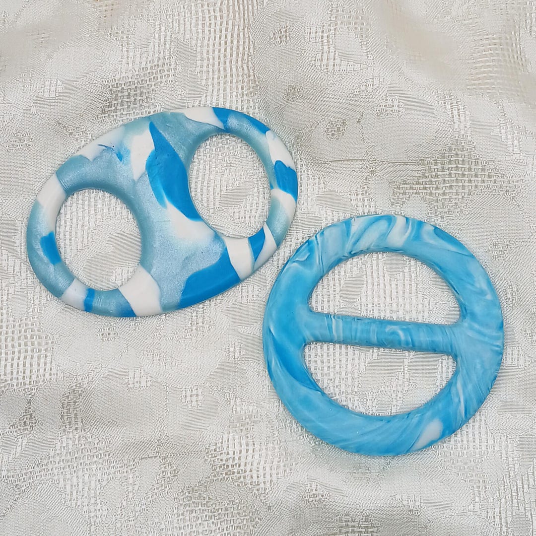 Oval Scarf Ring 3 Inches, Round Slide 2 1/2-inch, Turquoise and White ...