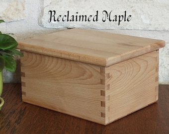 Reclaimed Maple Box With Lid, Decorative Wood Box, Small Maple Storage ...