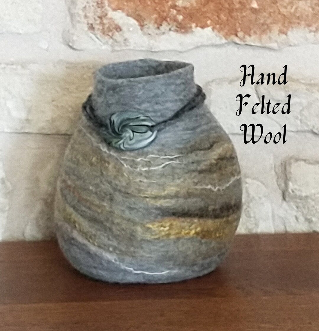 Felt Vase, Wool Pottery, Felt Pod, Wool Felt Container, Wool Decoration ...