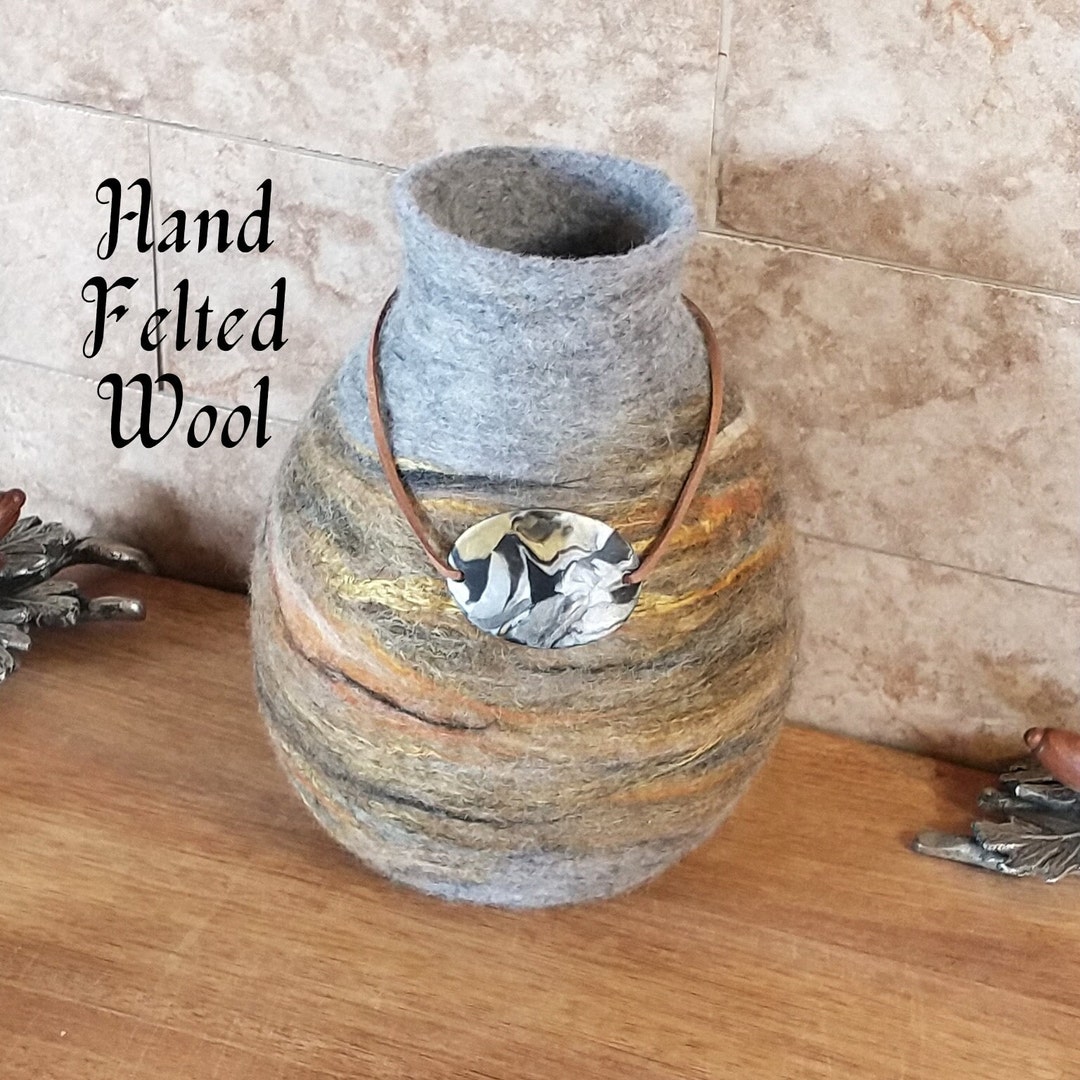 Felt Vase, Wool Pottery, Felt Pod, Wool Felt Container, Wool Decoration ...