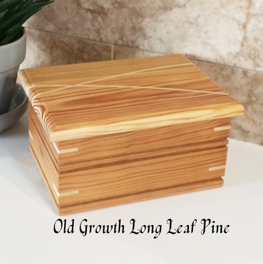 Decorative Wood Box With Lid, Old Growth Long Leaf Pine Storage Box ...