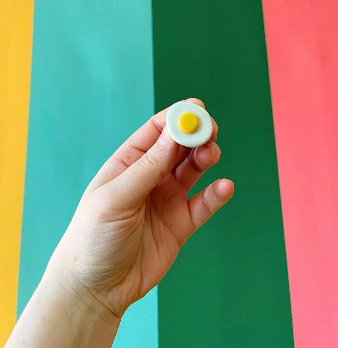 Sunny-side up Egg Pin, Brooch, Food Jewelry, Food Pin, Mini Food Brooch ...