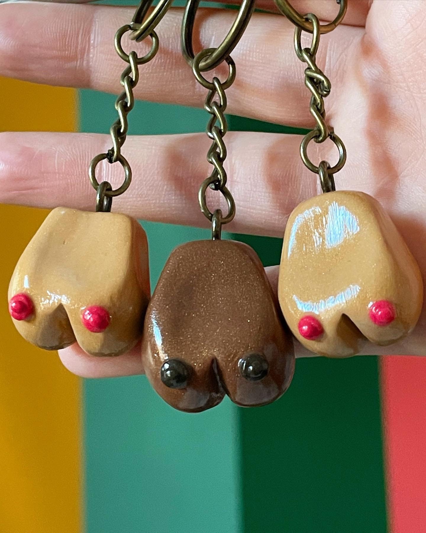 Boob Keychain Booby Keychain Breasts Polymer Clay Fun | Etsy