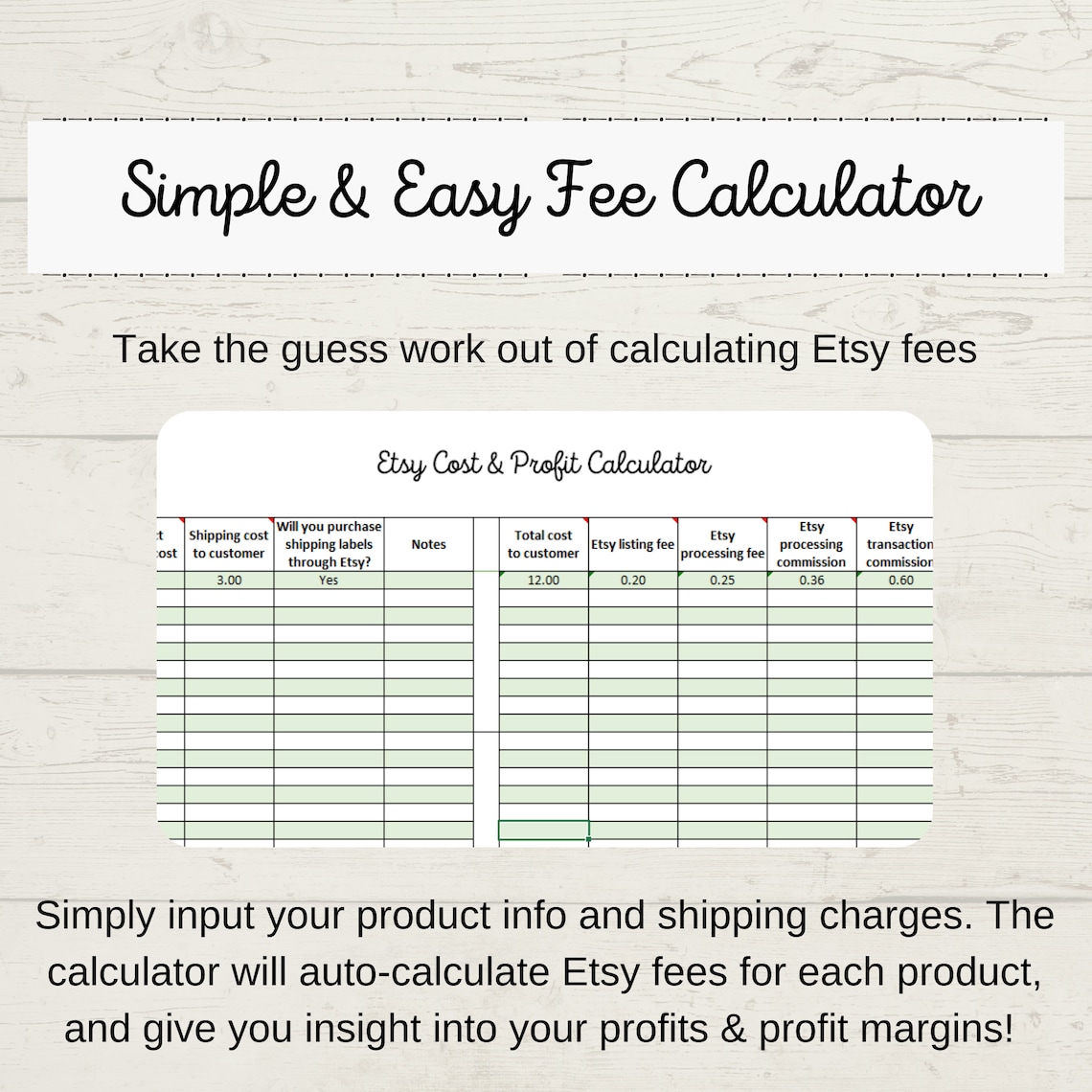 Etsy Cost/profit Calculator US Version Etsy Fees Calculator - Etsy UK