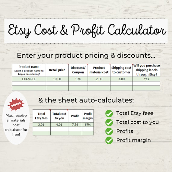Etsy Cost/profit Calculator US Version Etsy Fees Calculator - Etsy UK