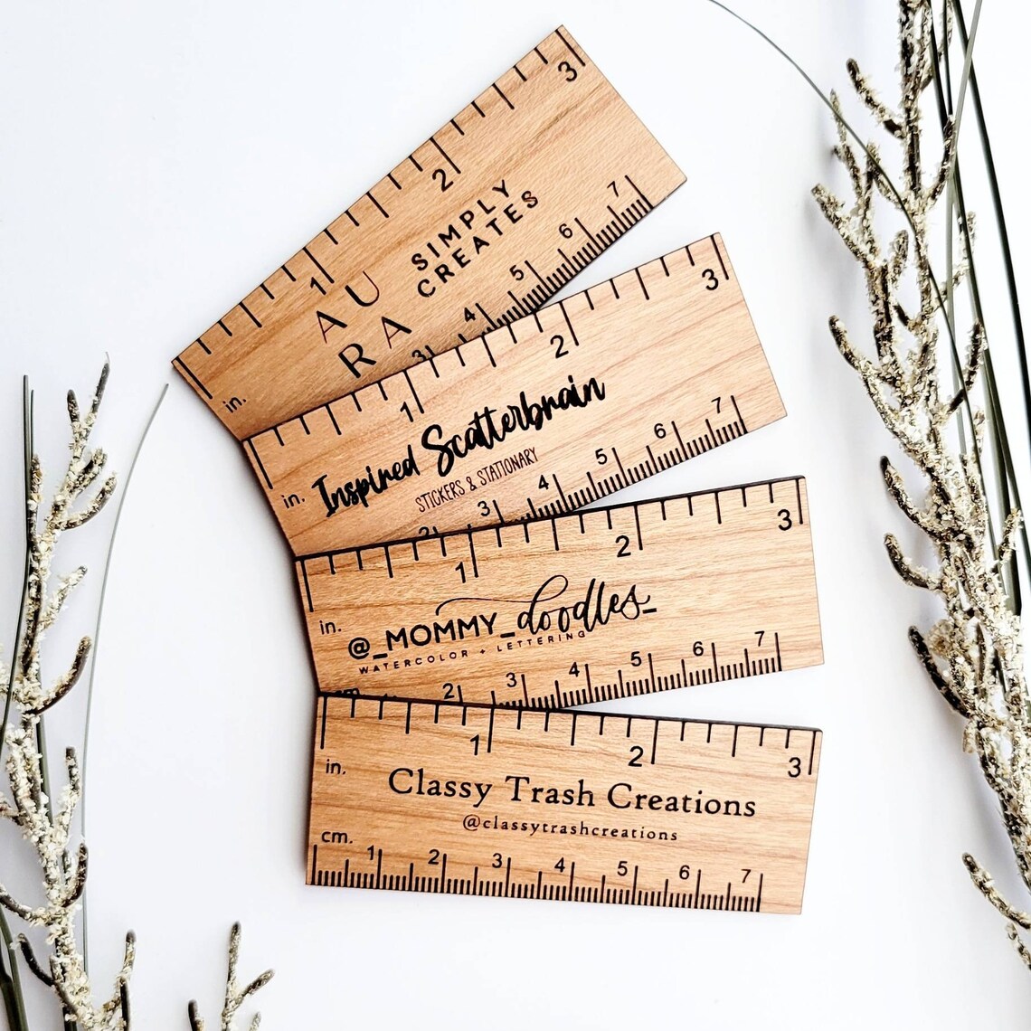 Custom branded ruler engraved wood logo ruler personalized | Etsy