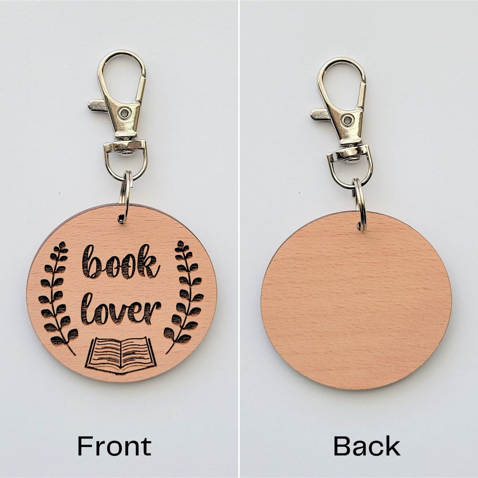 Book lover keychain wooden book keychain book keychain | Etsy