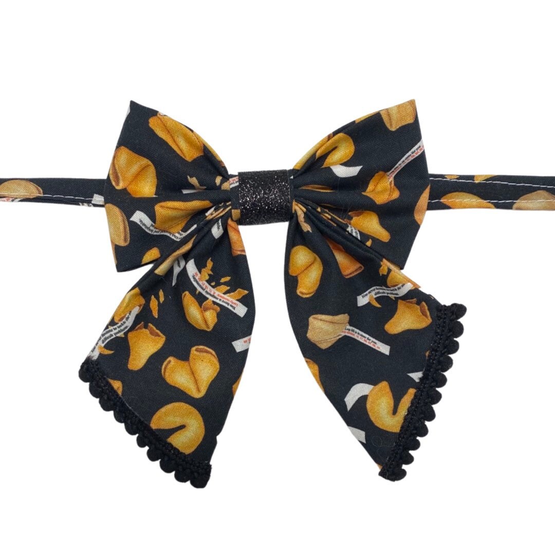 Whats Your Fortune, Pet Sailors Bow Tie, Black With Fortune Cookies and ...