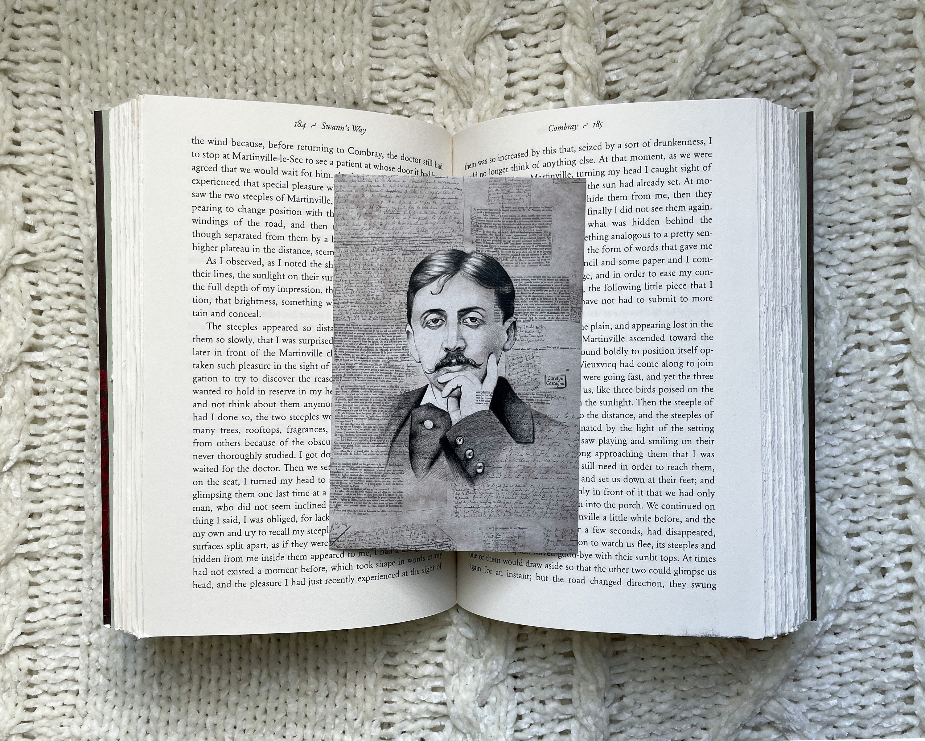 Marcel Proust Portrait Bookmark/postcard Print // Double-sided ...