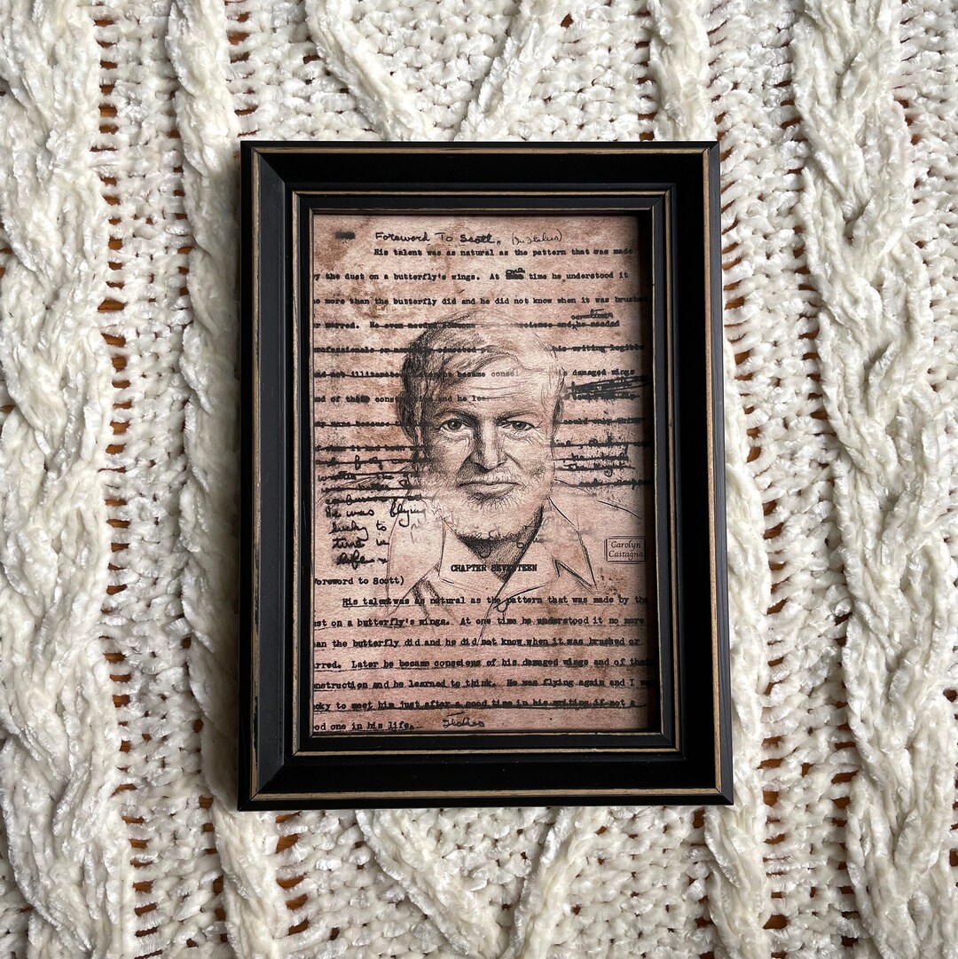 Ernest Hemingway Portrait Bookmark/postcard Print // Double-sided ...