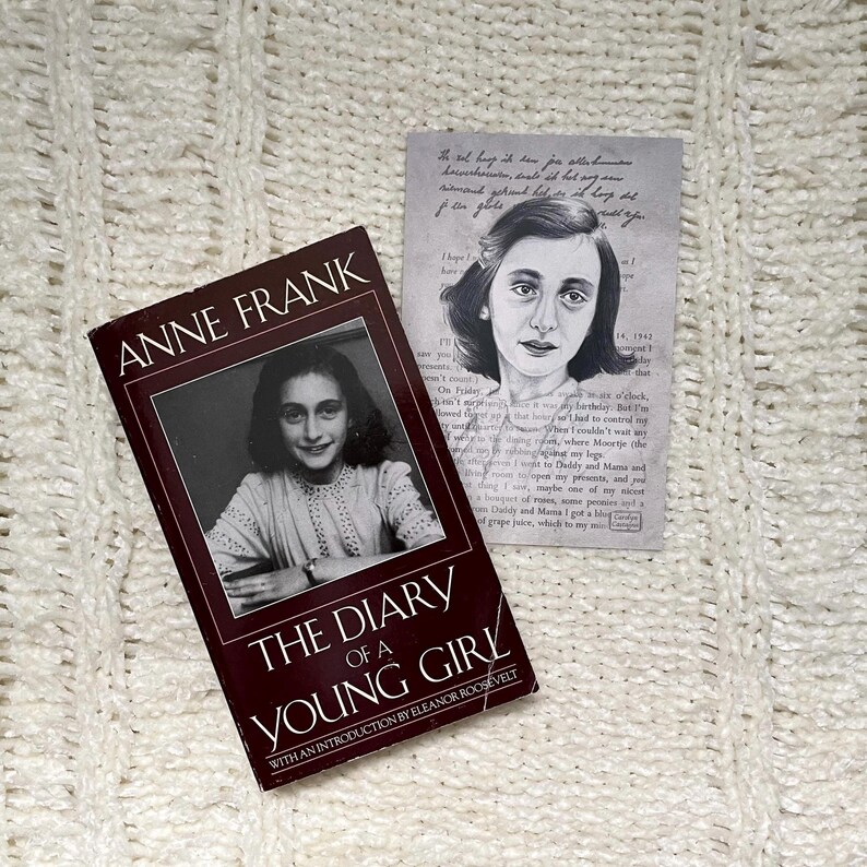 Anne Frank Portrait Bookmark/postcard Print // Double-sided // Graphite ...