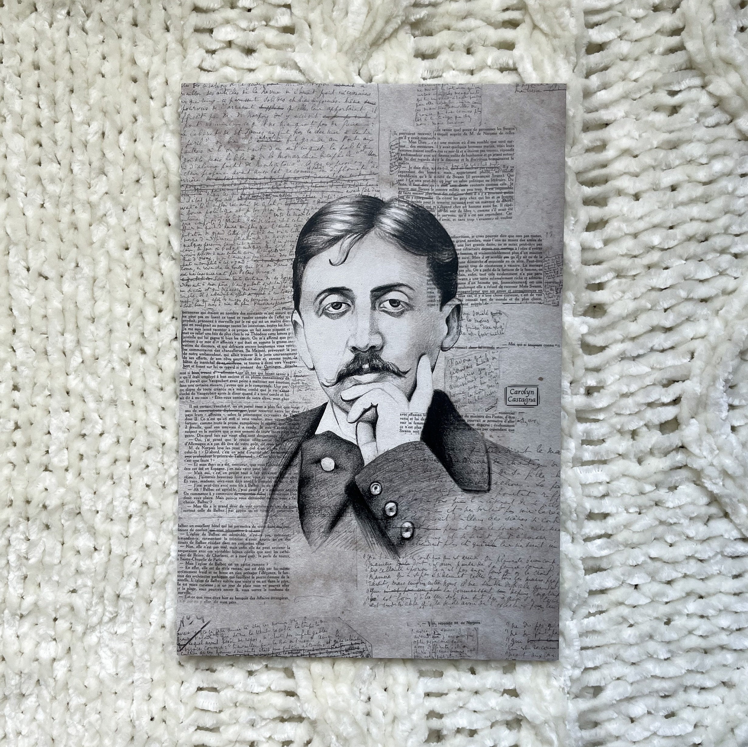 Marcel Proust Portrait Bookmark/postcard Print // Double-sided ...