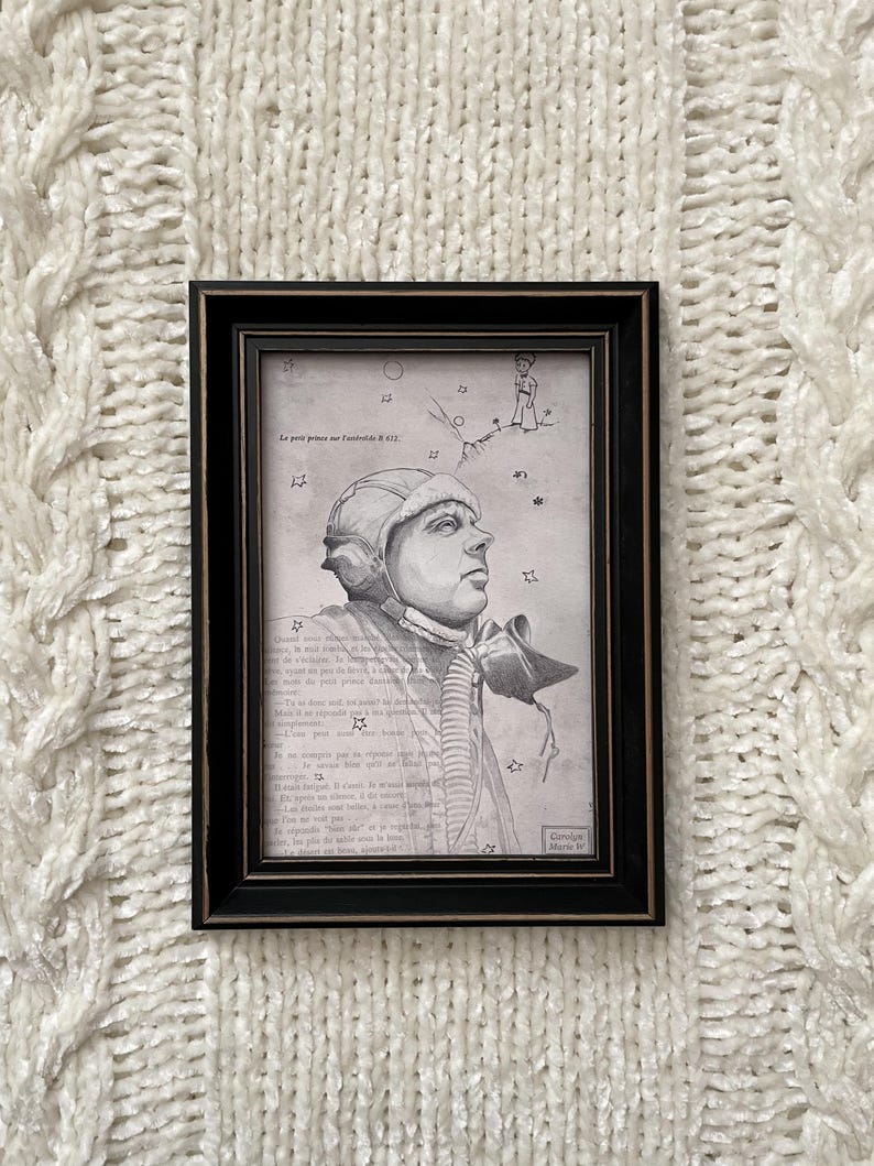 Antoine De Saint-exupéry Portrait Bookmark/postcard Print // Double ...