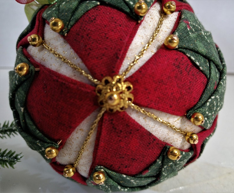 Christmas Quilted Fabric Ball Ornament - Etsy