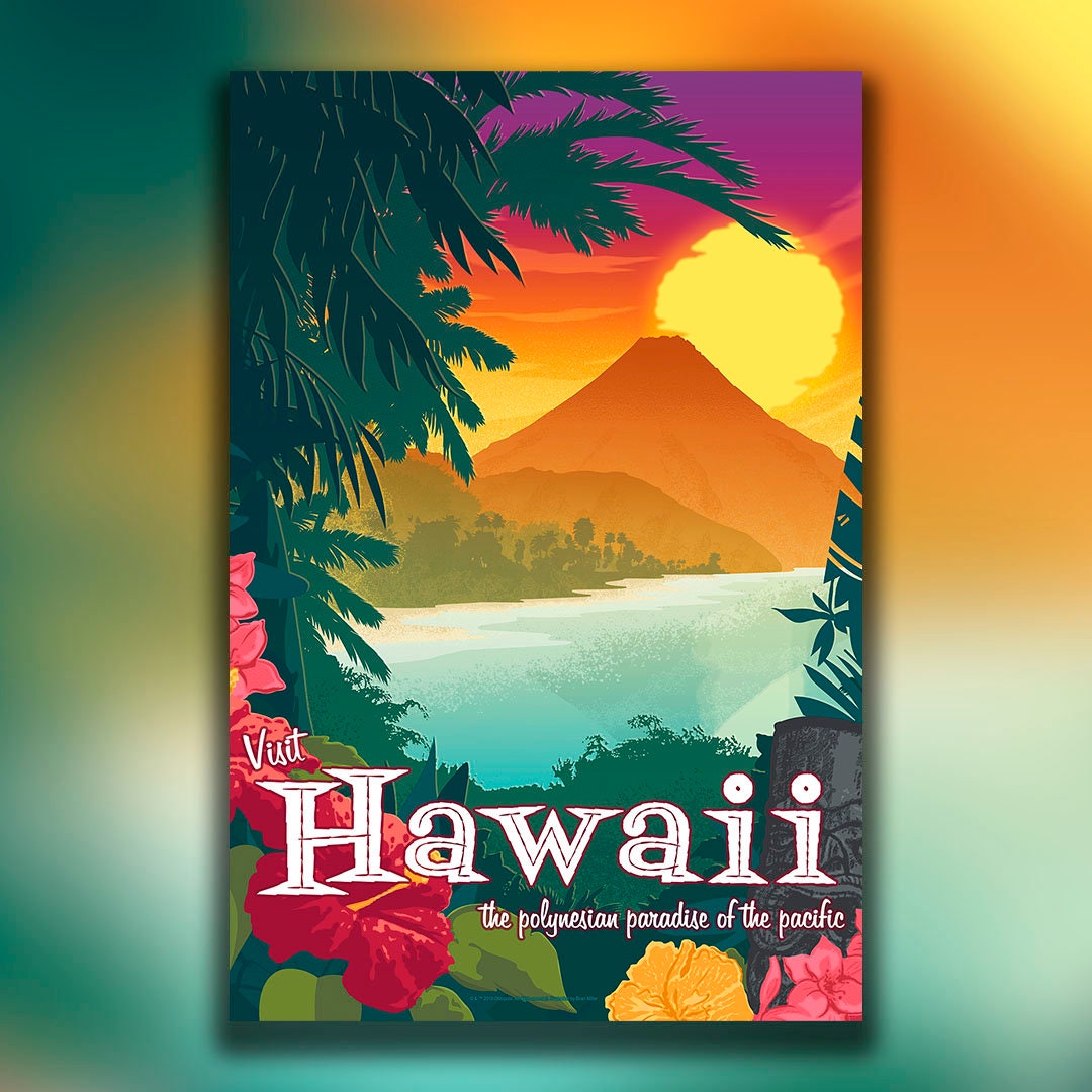 Hawaii Vintage Travel Poster | Polynesian Paradise Art Print - Etsy