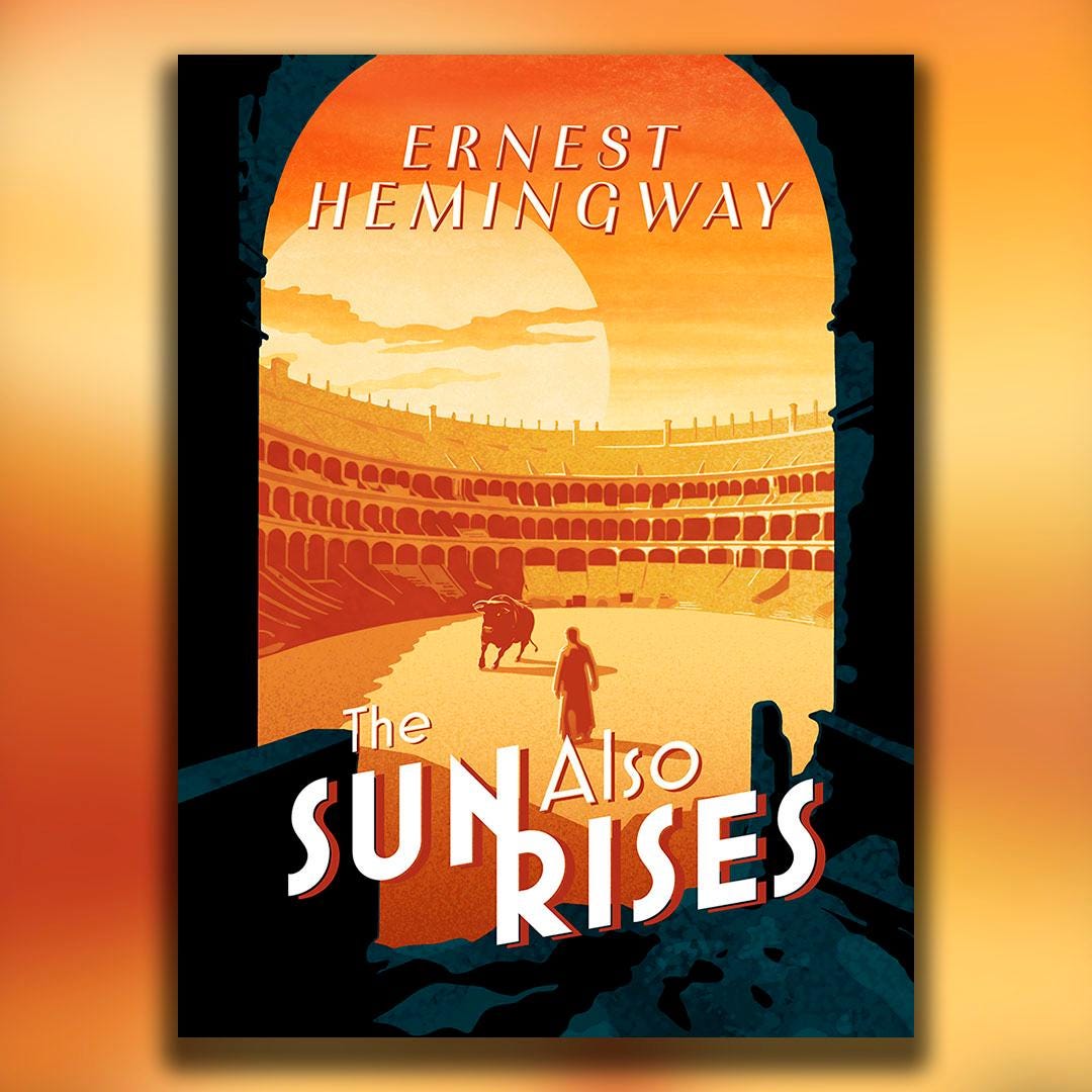 The Sun Also Rises Book Cover Art Print | Ernest Hemingway, Retro Spain ...