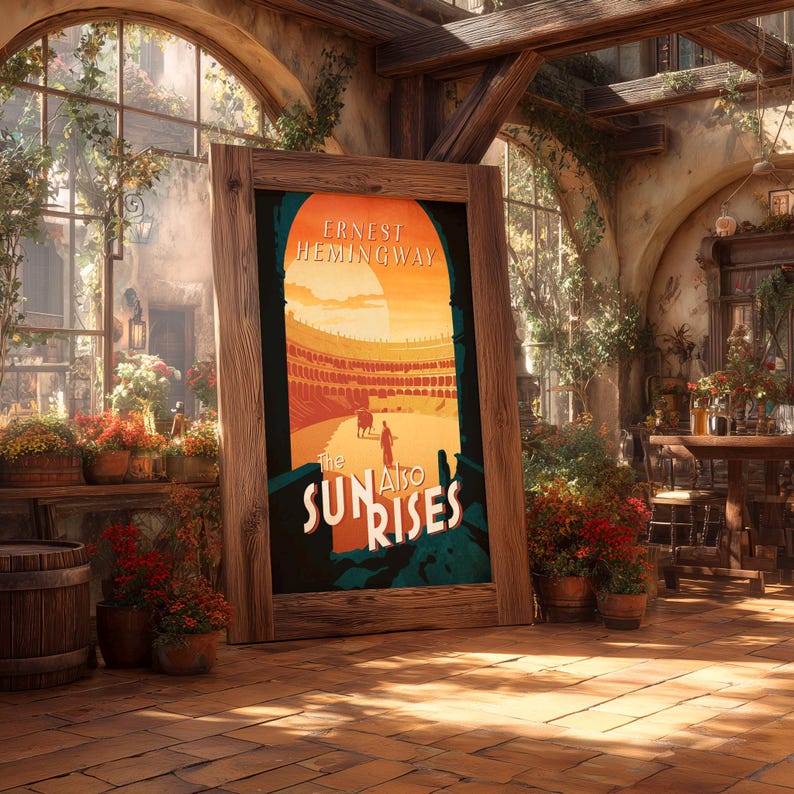 The Sun Also Rises Book Cover Art Print | Ernest Hemingway, Retro Spain ...