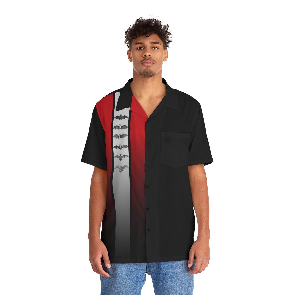 Bat Stripe Vampire, Shadows, Goth Bowling Shirt - Etsy